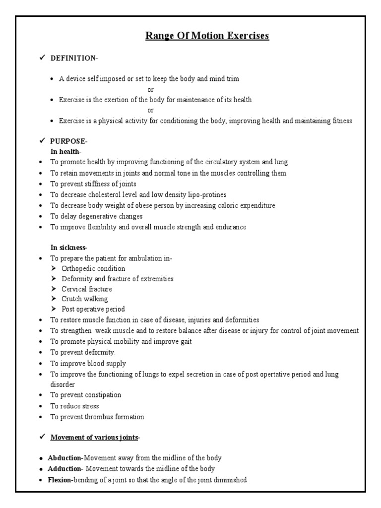Range of Motion Exercises: in Health | PDF | Anatomical Terms Of Motion ...