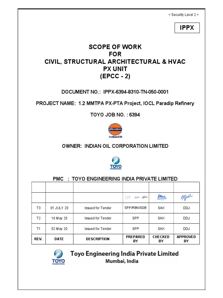 DOCUMENT NO.: IPPX-6394-8310-TN-050-0001 PROJECT NAME: 1.2 MMTPA PX-PTA Project, IOCL Paradip ...