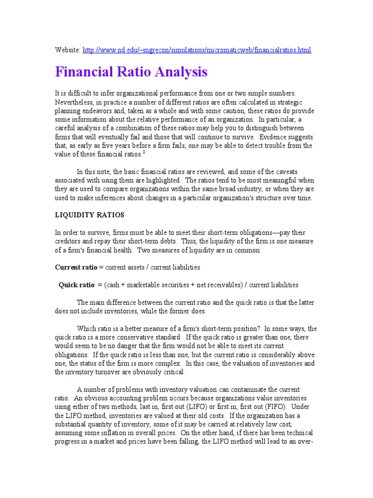 Financial Ratio Analysis Explaination | PDF | Inventory | Mergers And ...