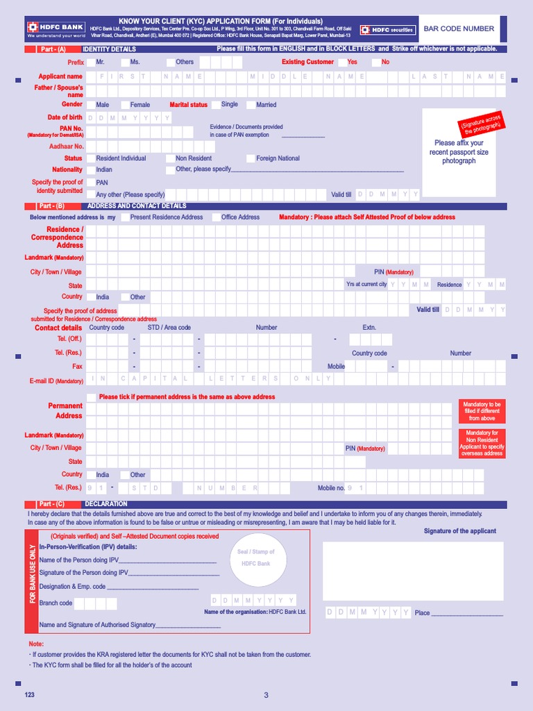 Know Your Client (Kyc) Application Form (For Individuals) : F I R S T N ...