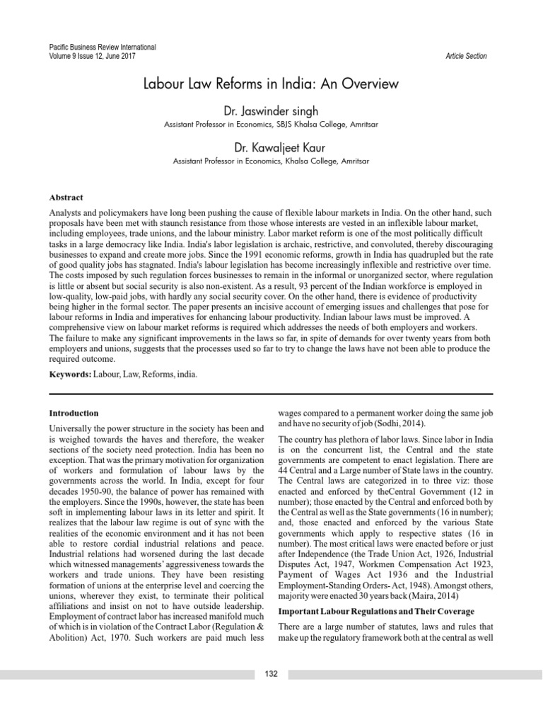 Overview of India's Labour Law Reforms | PDF | Labour Law | Trade Union
