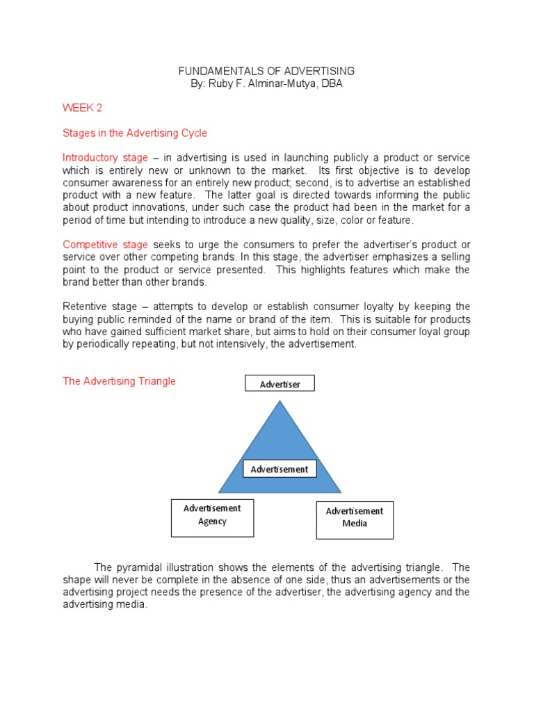 Advertising Week 2 Handouts | PDF | Marketing Communications | Brand