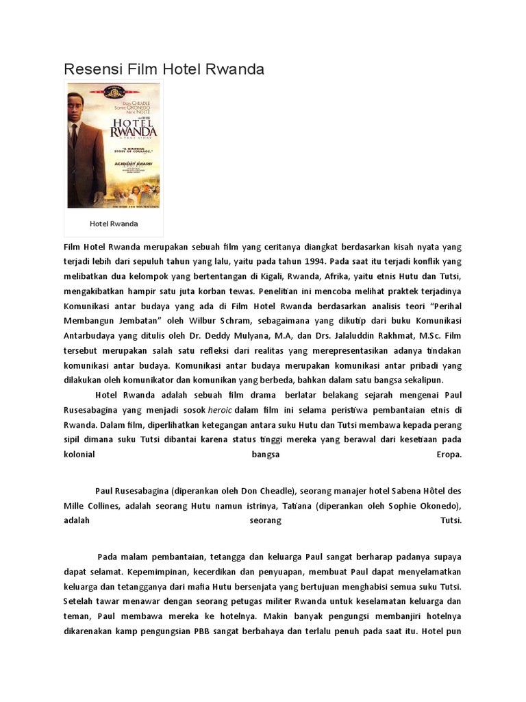 Sinopsis Film Hotel Rwanda | PDF
