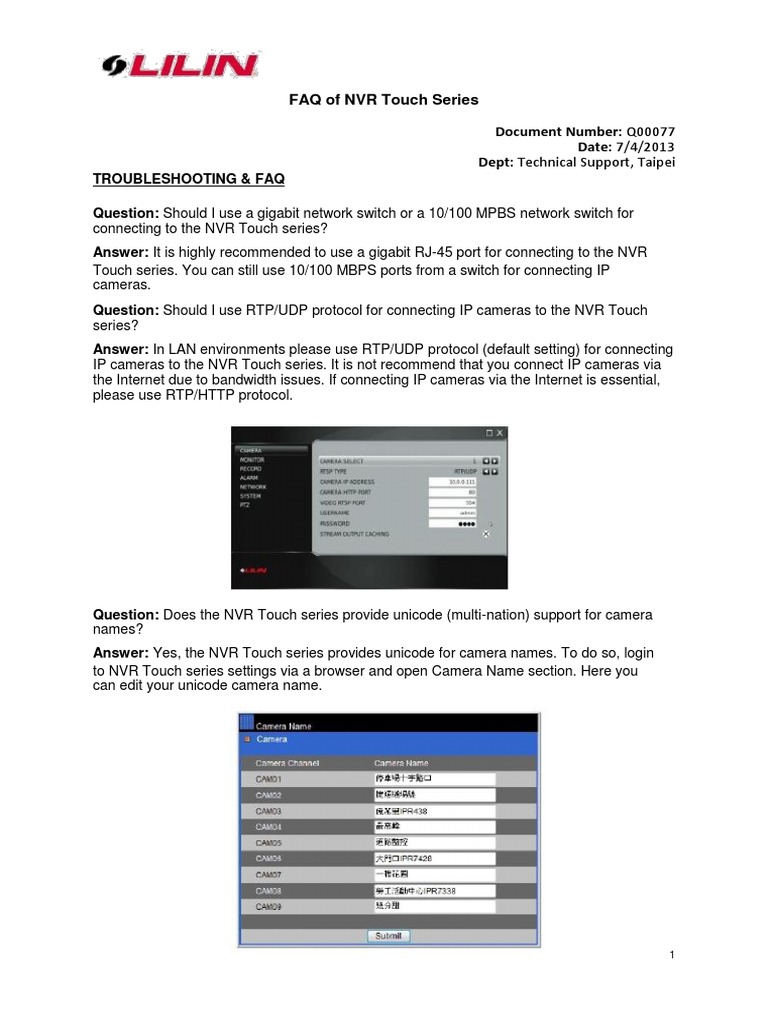 NVR Touch Series FAQ & Troubleshooting | PDF | Hard Disk Drive ...