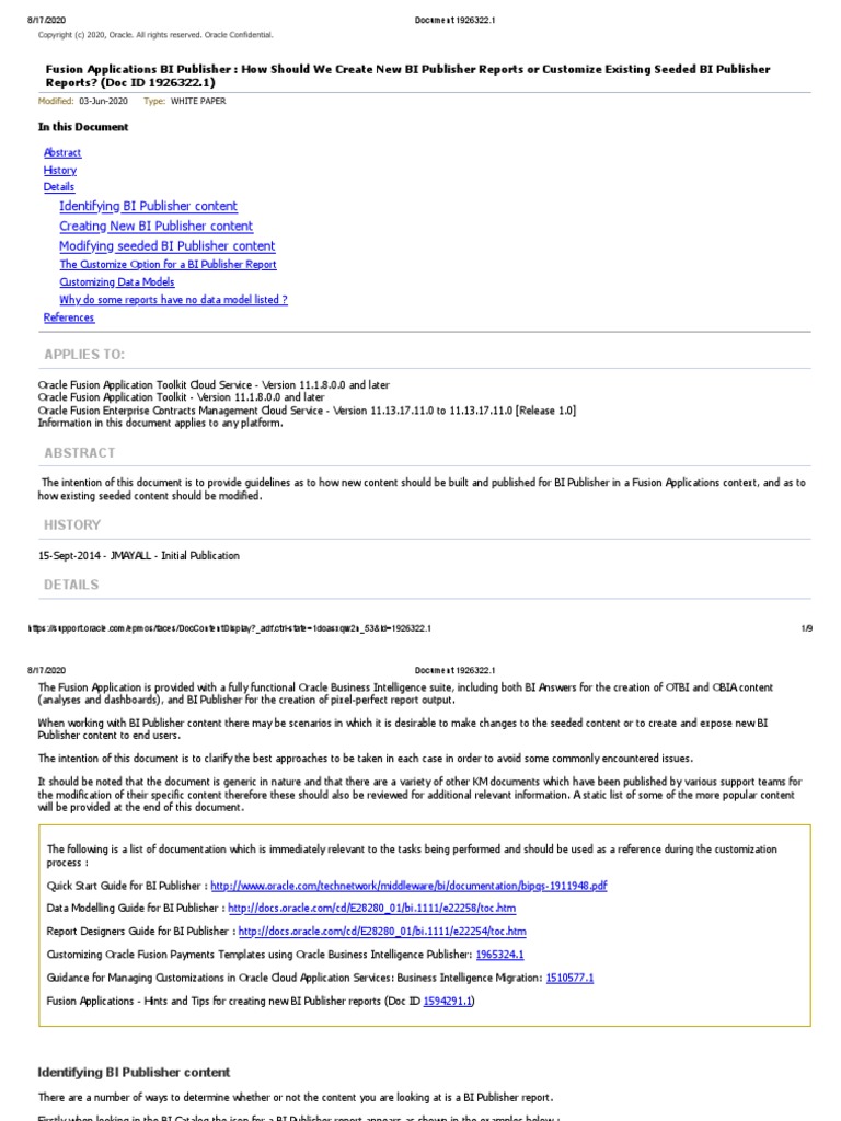 Customize Seeded BI Reports-Doc 1926322.1 | PDF | Business Intelligence ...