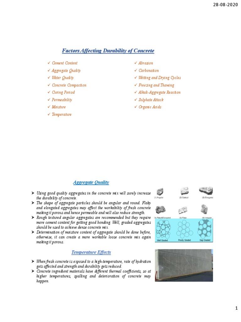 Factors Affecting Durability PDF | PDF | Concrete | Cement