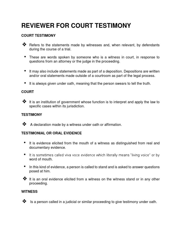 Understanding Court Testimony Basics | PDF | Witness | Testimony