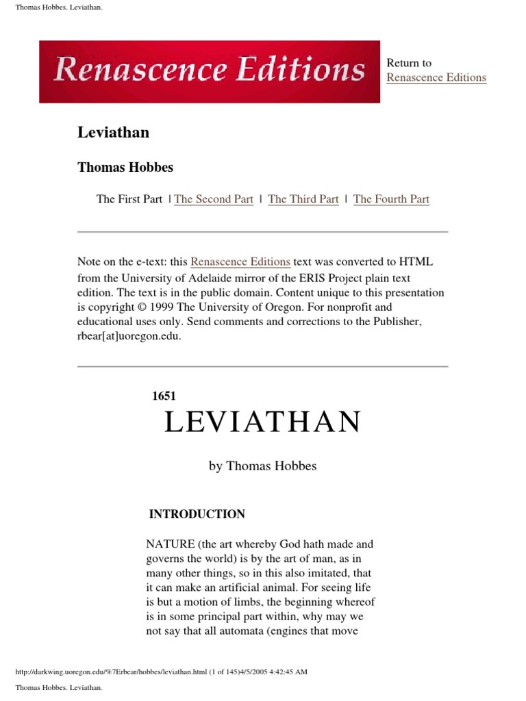 Thomas Hobbes Leviathan | PDF