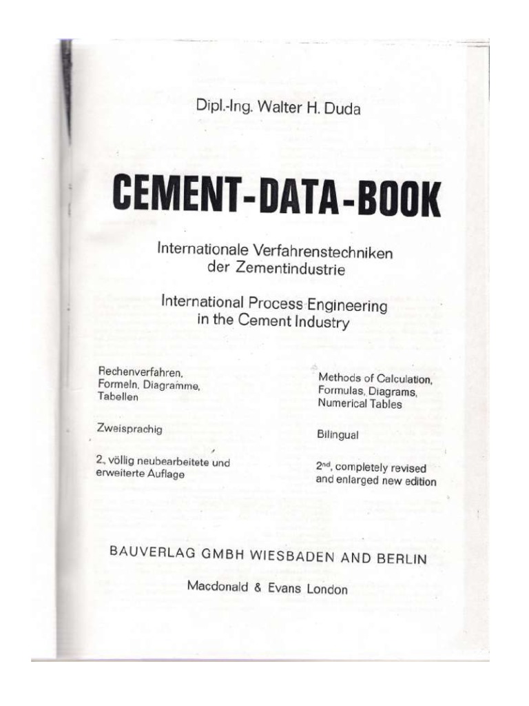 Cement Data Book (Walter H. Duda) | PDF
