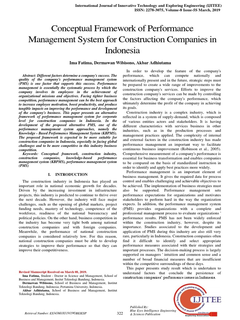 Conceptual Framework of Performance Management System For Construction ...