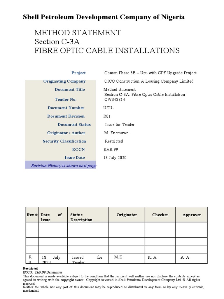 Section C-3a - Fibre Optic Cable Installation Method Statement ...