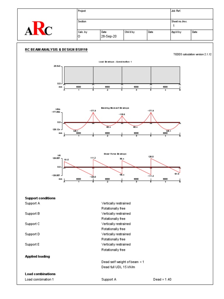 RC Beam Analysis & Design (BS8110) | PDF | Beam (Structure) | Bending