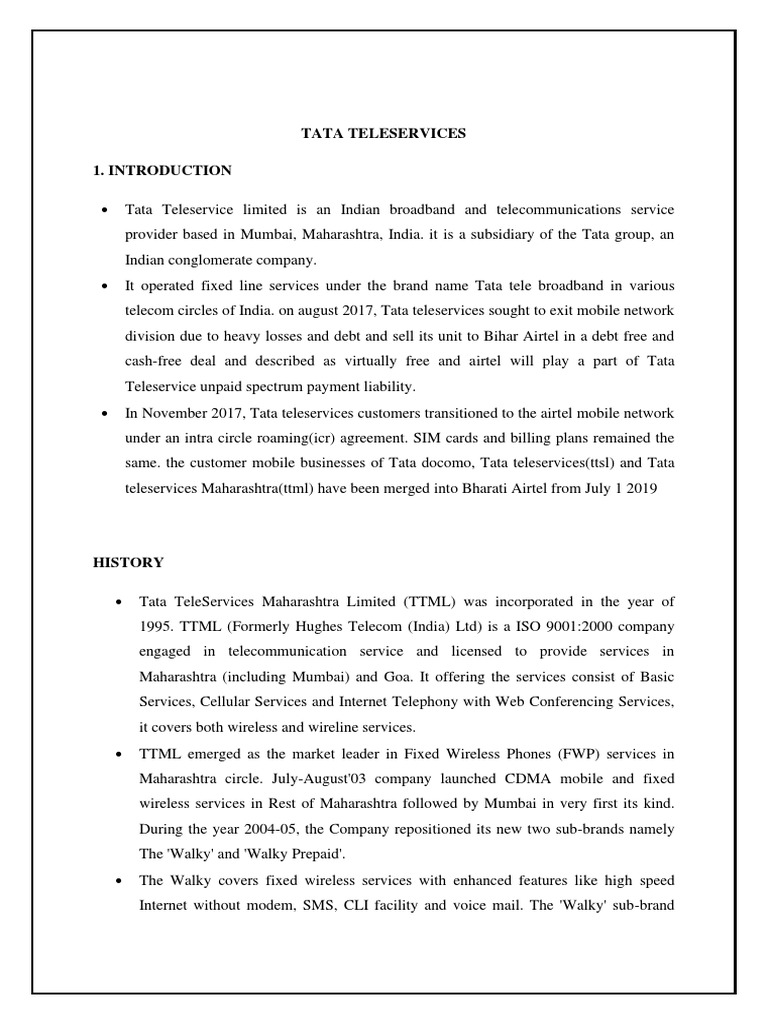 Tata Teleservices | PDF | Telecommunications | Business