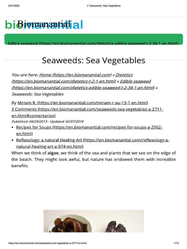 Seaweeds - Sea Vegetables | PDF