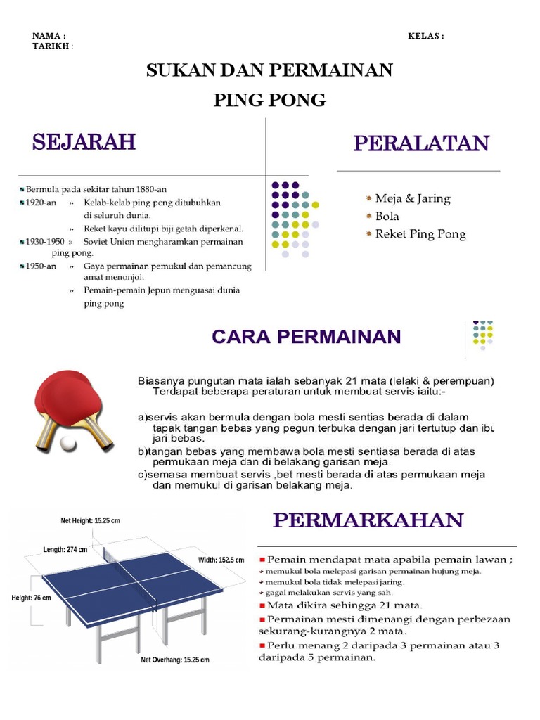 Sukan Dan Permainan Ping Pong | PDF