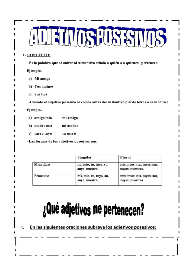 Adjetivos Posesivos | PDF
