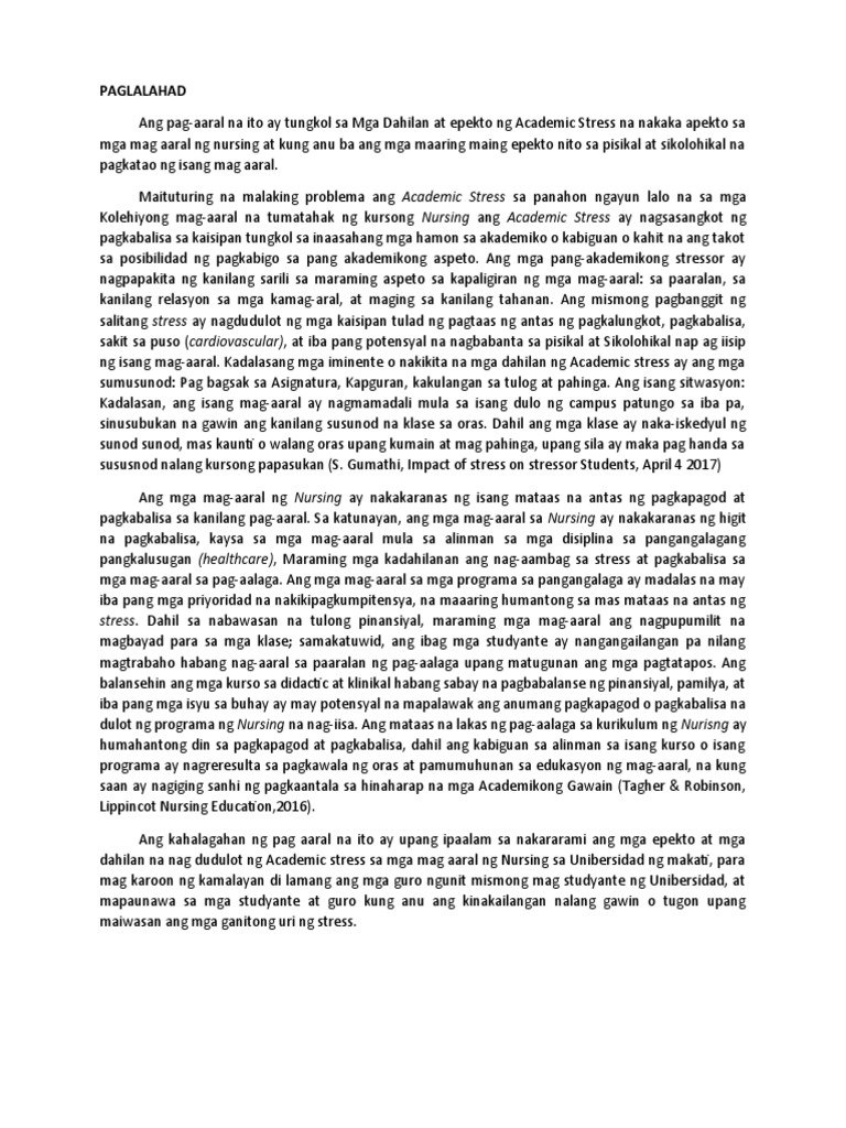 Mga Dahilan at Epekto NG Academic Stress | PDF