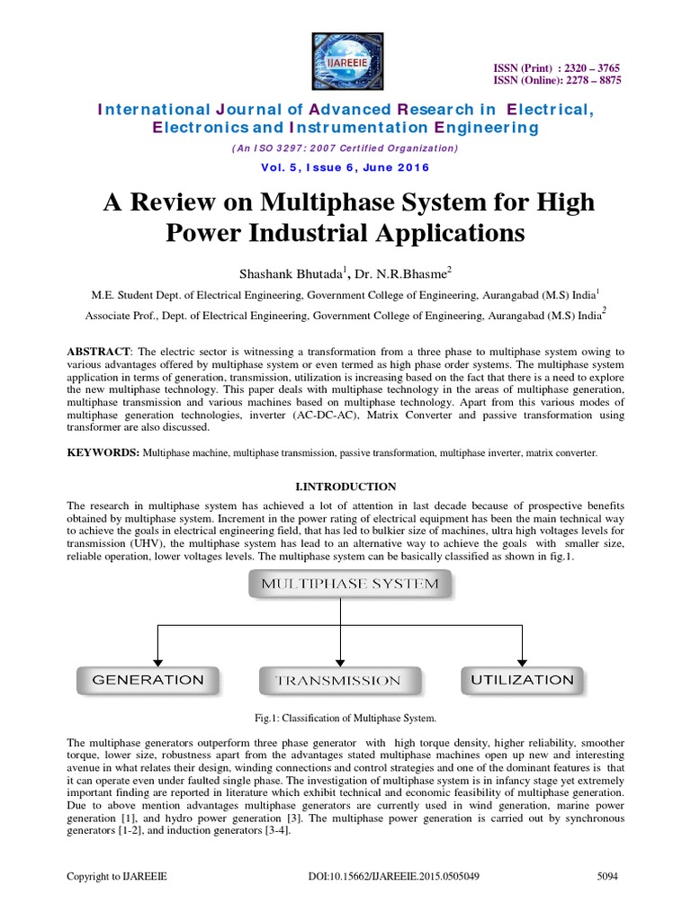 A Review On Multiphase System For High: Power Industrial Applications ...