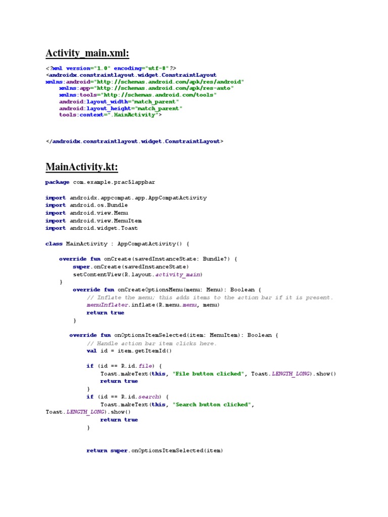 Activity - Main - XML:: Android App Tools Android Android Tools | PDF