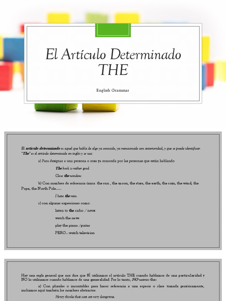 El Artículo Determinado | PDF | Idiomas | Entretenimiento (general)