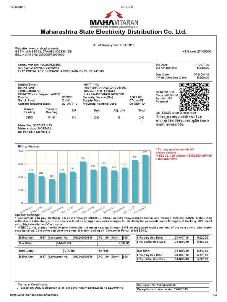 Maharashtra State Electricity Distribution Co. LTD.: For Any Queries On ...