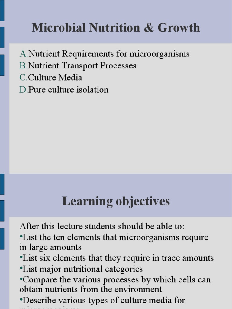 Micro CHAPTER 5 Microbial Nutrition | PDF | Growth Medium | Nutrients
