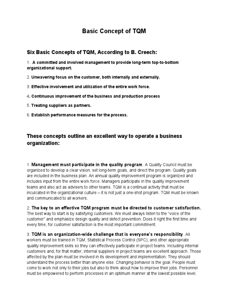 Basic Concept of TQM | PDF | Quality Management | Customer
