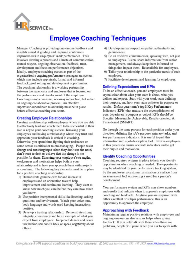 Employee Coaching Techniques | PDF | Performance Indicator | Body Language