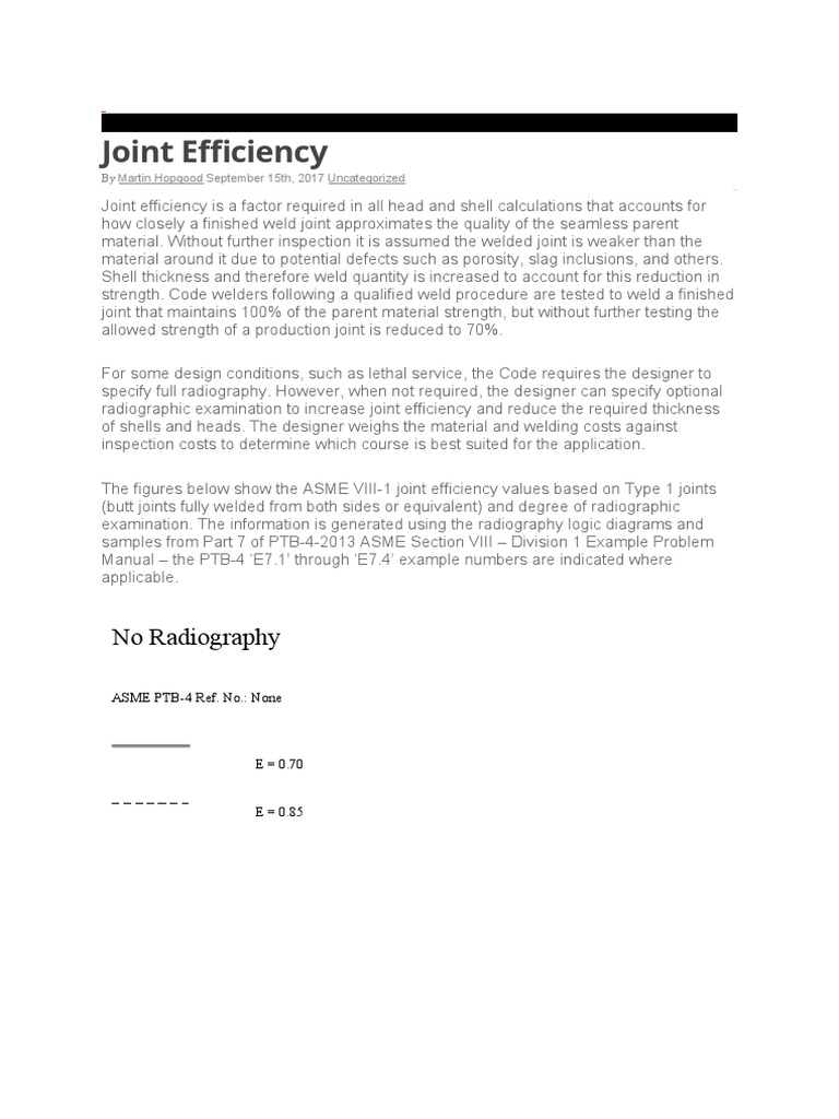 Joint Efficiency: No Radiography | Download Free PDF | Welding ...