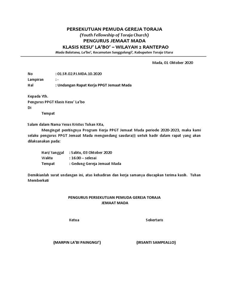 Surat Undangan RAKER | PDF