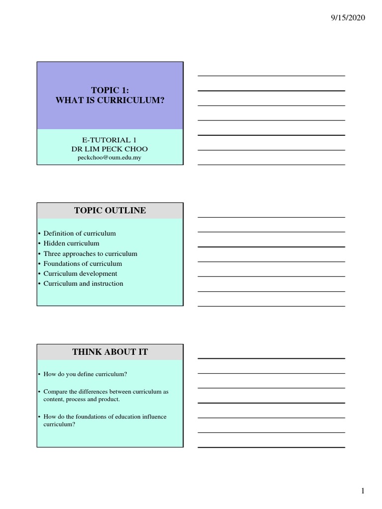 Topic 1 What Is Curriculum (Compatibility Mode) | PDF | Curriculum ...