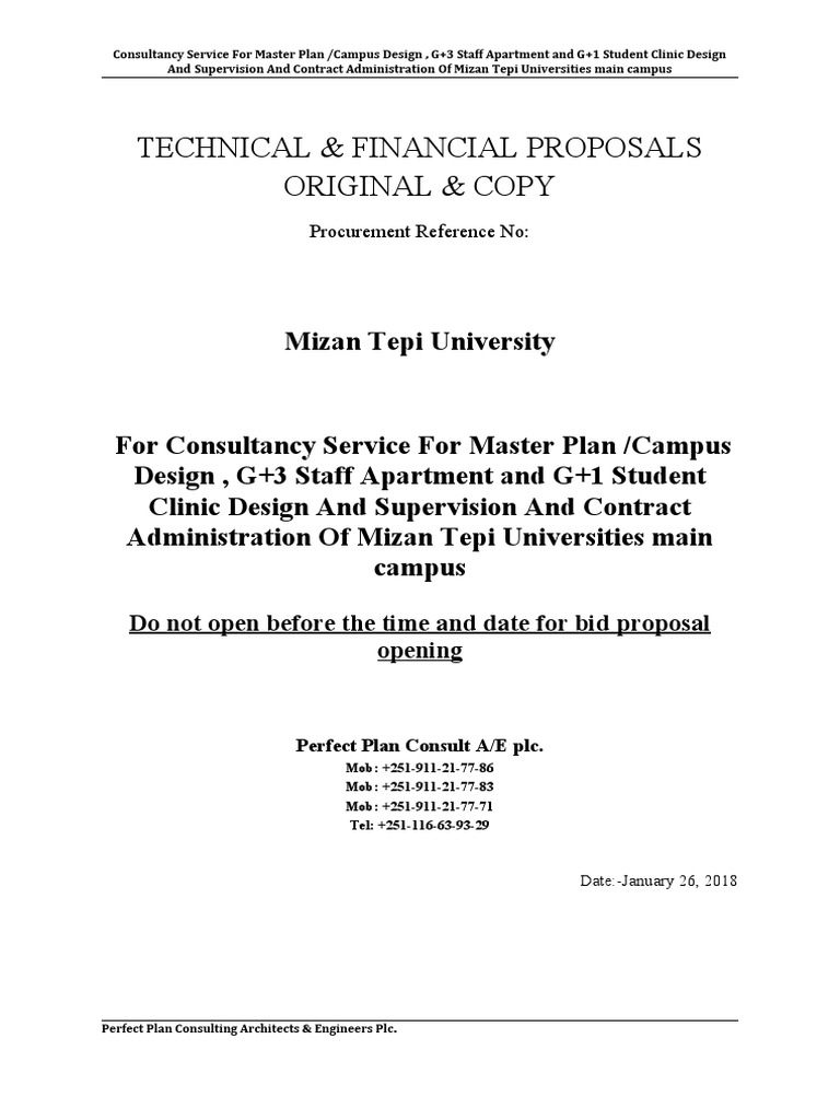 Mizan Tepi University Master Plan Proposal | PDF | Engineering | Business