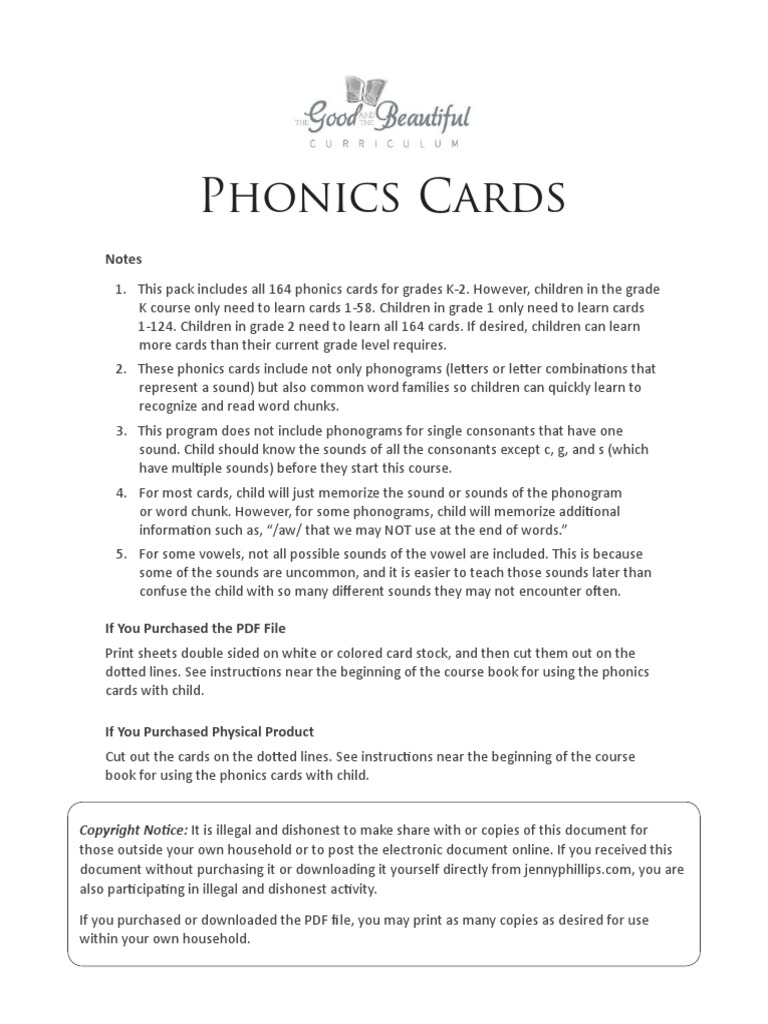 Phonics Cards 2.0a | PDF | Phonics