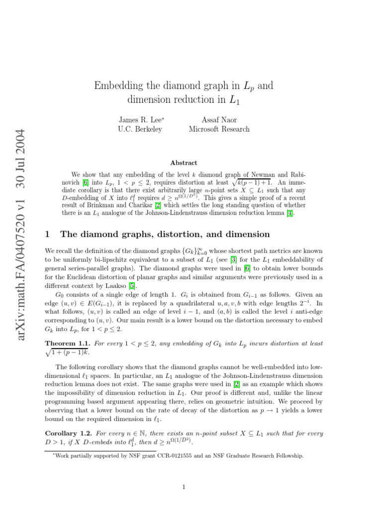 Diamond Graph | PDF | Mathematical Proof | Dimension