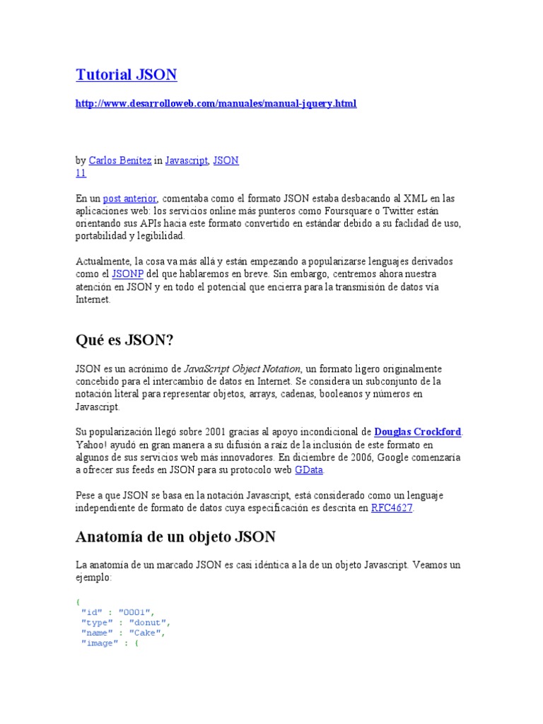 Tutorial JSON | PDF | Json | Script Java