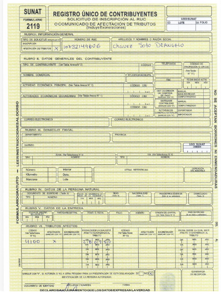 Formulario 2119 PDF | PDF