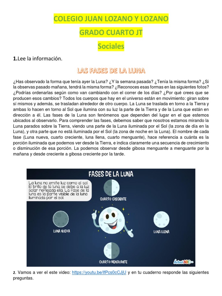 Ejercicios sobre las fases de la Luna | PDF | Ciencia y matemáticas