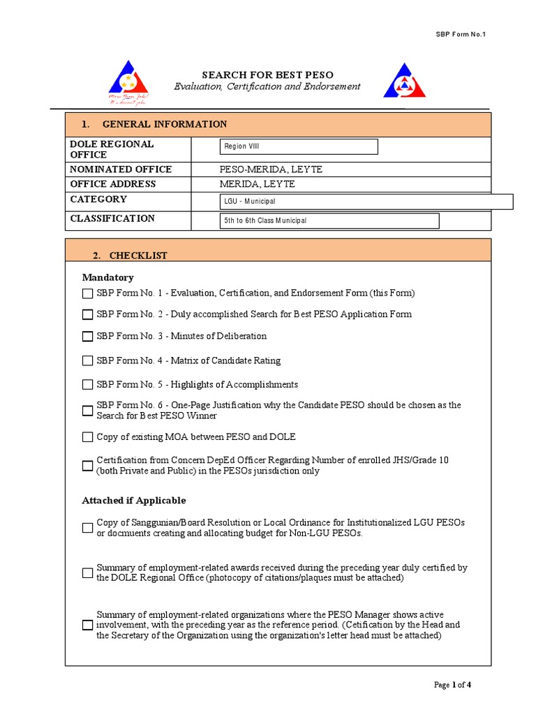 2018 SBP Form No. 1 (Proof of Accomplishments) 1 | PDF | Government ...