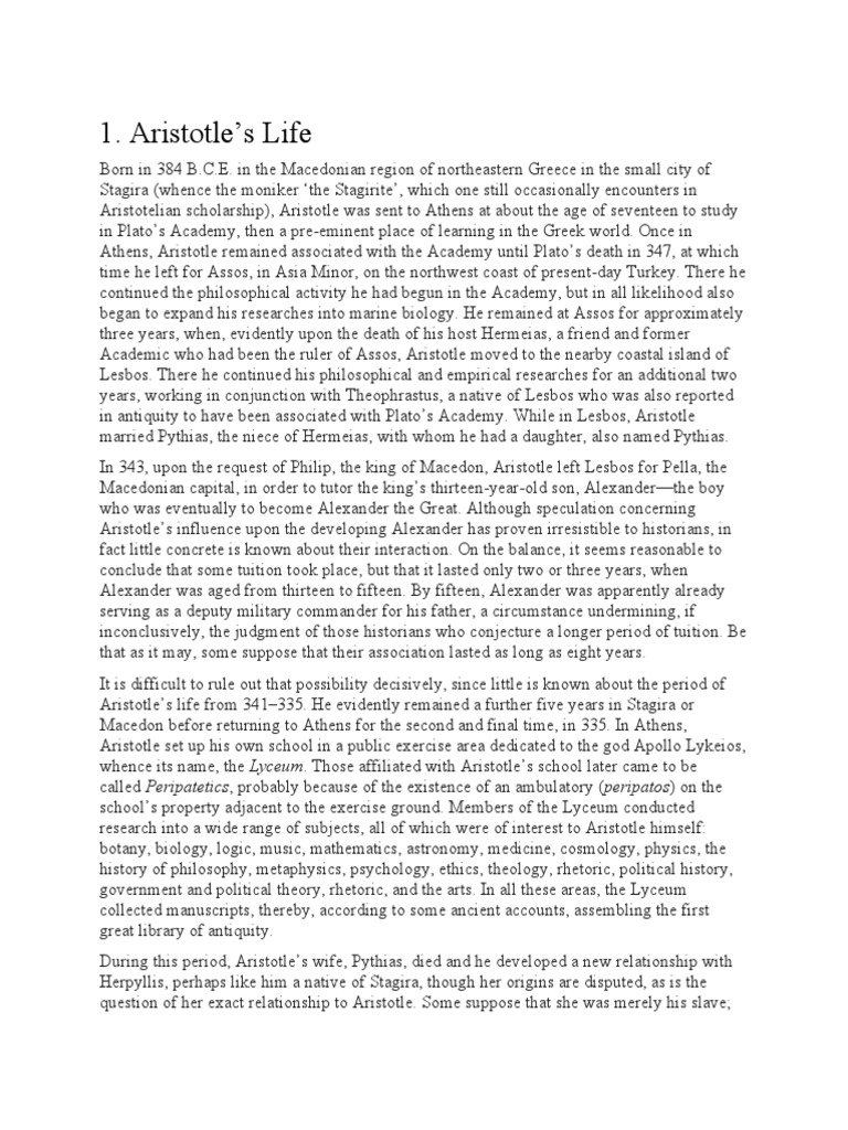 Aristotle's Life | PDF | Aristotle | Macedonia (Ancient Kingdom)