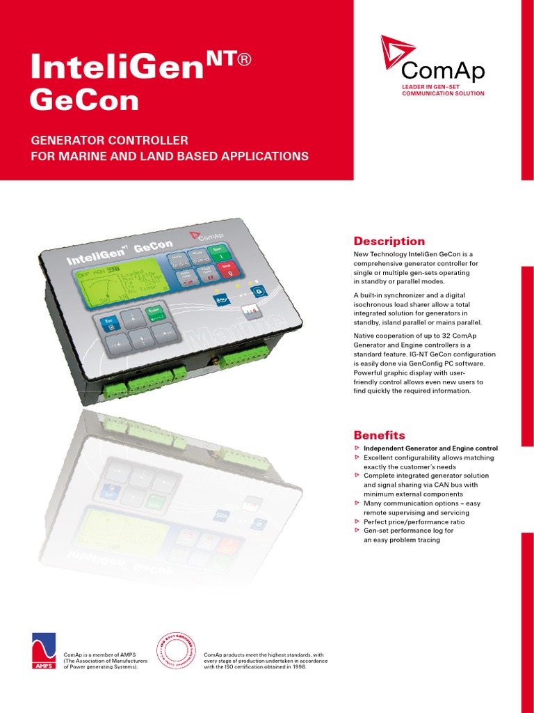 2.3 ComAp Generator Controller InteliGen GeCon Datasheet | PDF ...