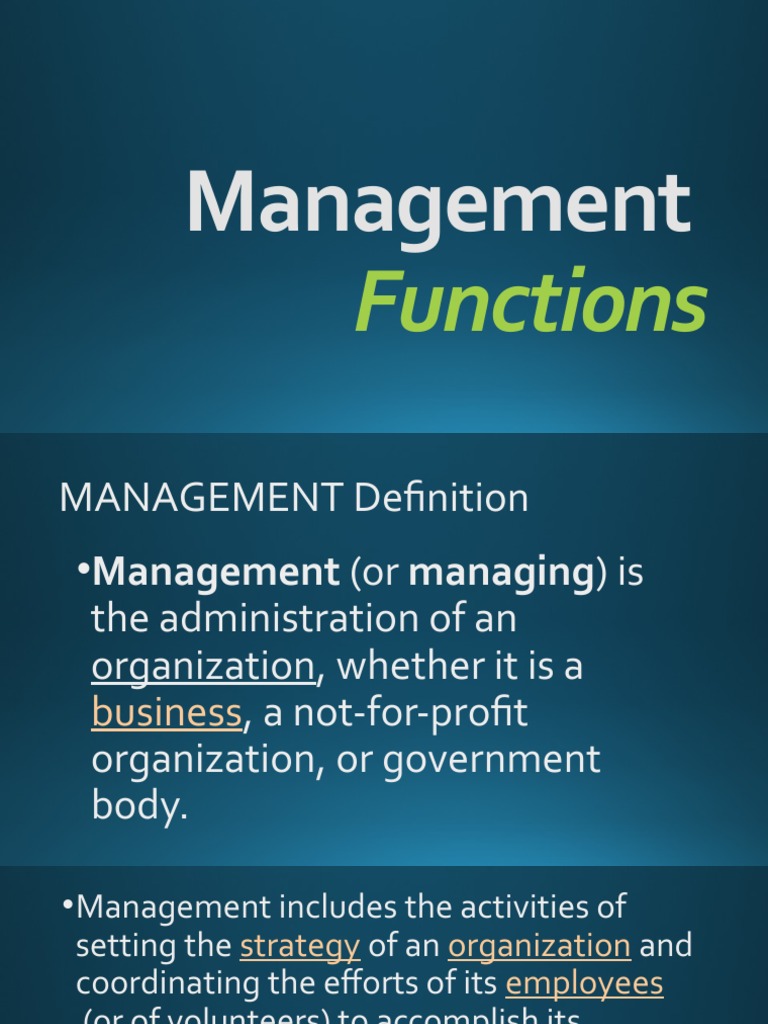 Management Functions | PDF
