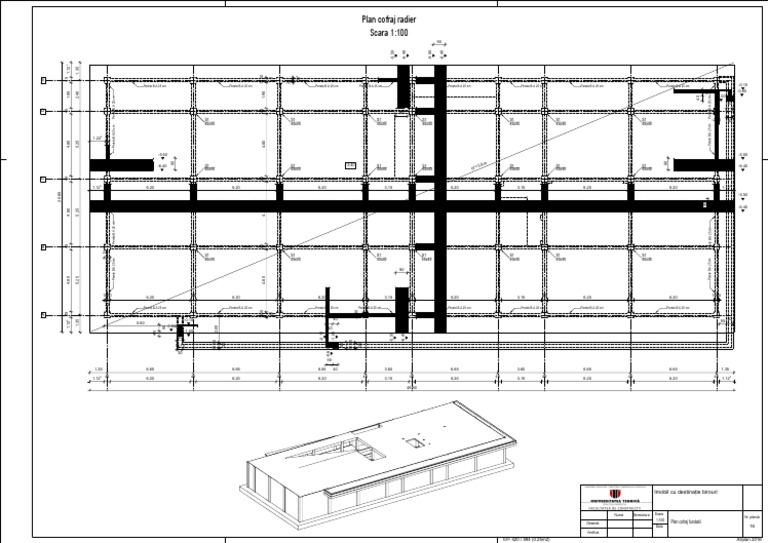 Plan Cofraj Radier Scara 1:100: Imobil Cu Destinație Birouri | PDF