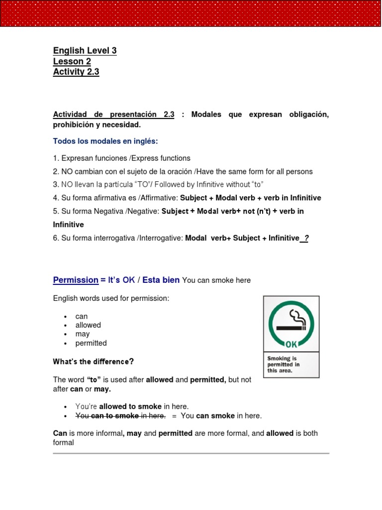 English Level 3 Lesson 2 Activity 2.3: Todos Los Modales en Inglés ...