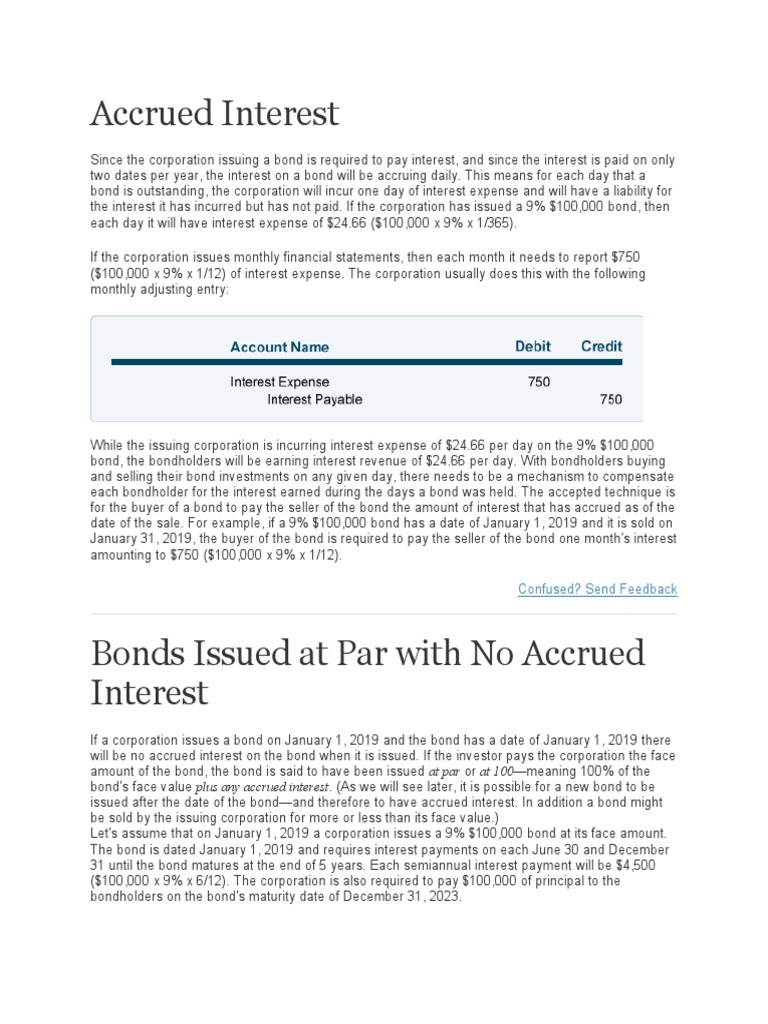 Accrued Interest: Confused? Send Feedback | Download Free PDF | Bonds ...