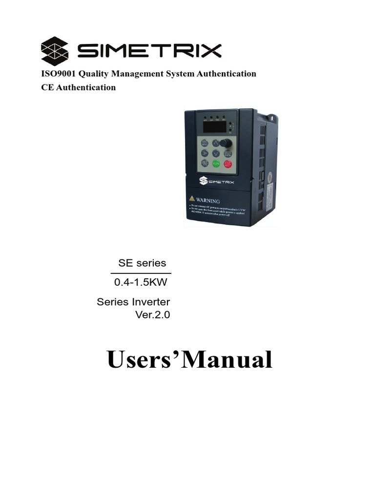 SIMETRIX SE Manual | PDF | Power Inverter | Electric Motor