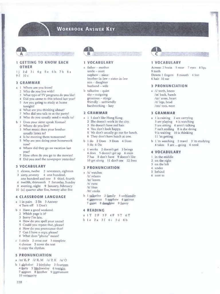 Touchstone 2 Workbook Answer Key - Compress | PDF