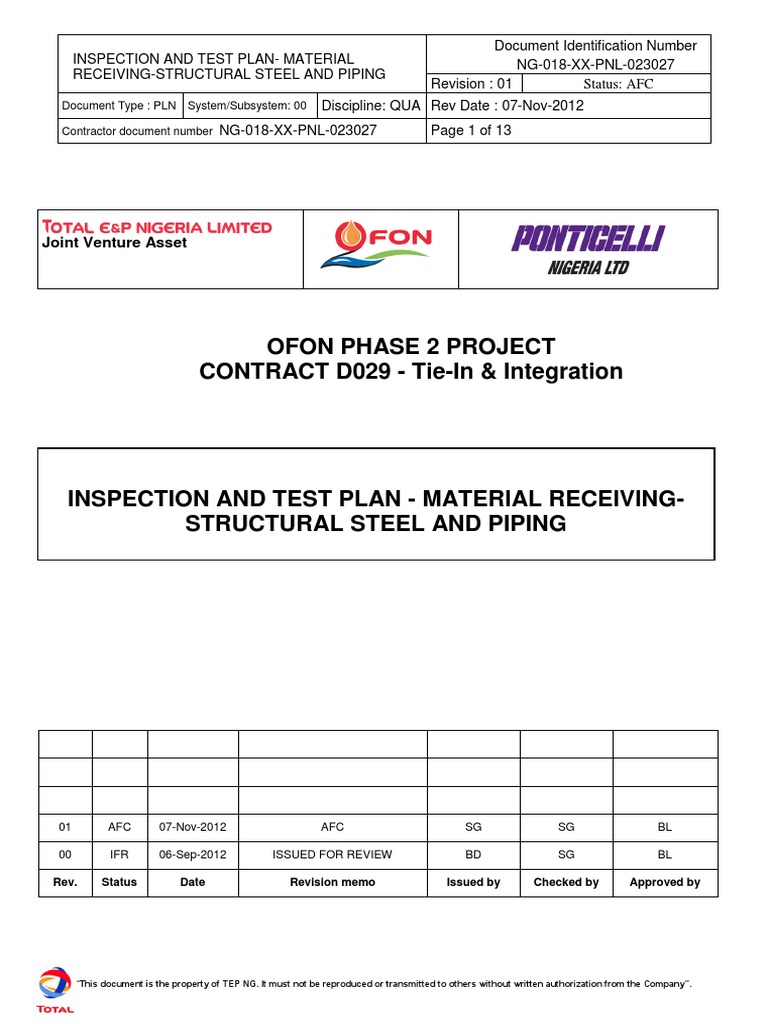 Ofon Phase 2 Project CONTRACT D029 - Tie-In & Integration: Joint Venture Asset | PDF ...