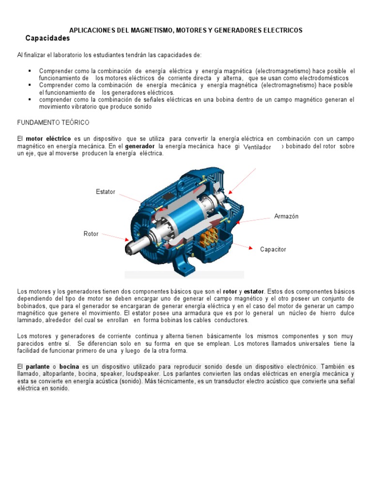 Partes de un generador eléctrico | PDF | Generador eléctrico | Motor ...