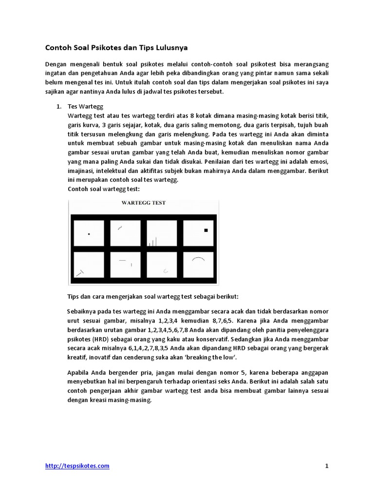 Contoh Soal dan Tips Psikotes | PDF