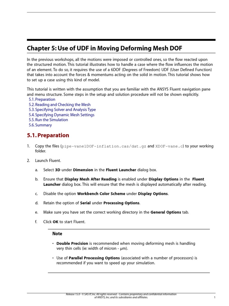 Chapter 5: Use of UDF in Moving Deforming Mesh DOF: 5.1. Preparation | PDF | Classical Mechanics ...